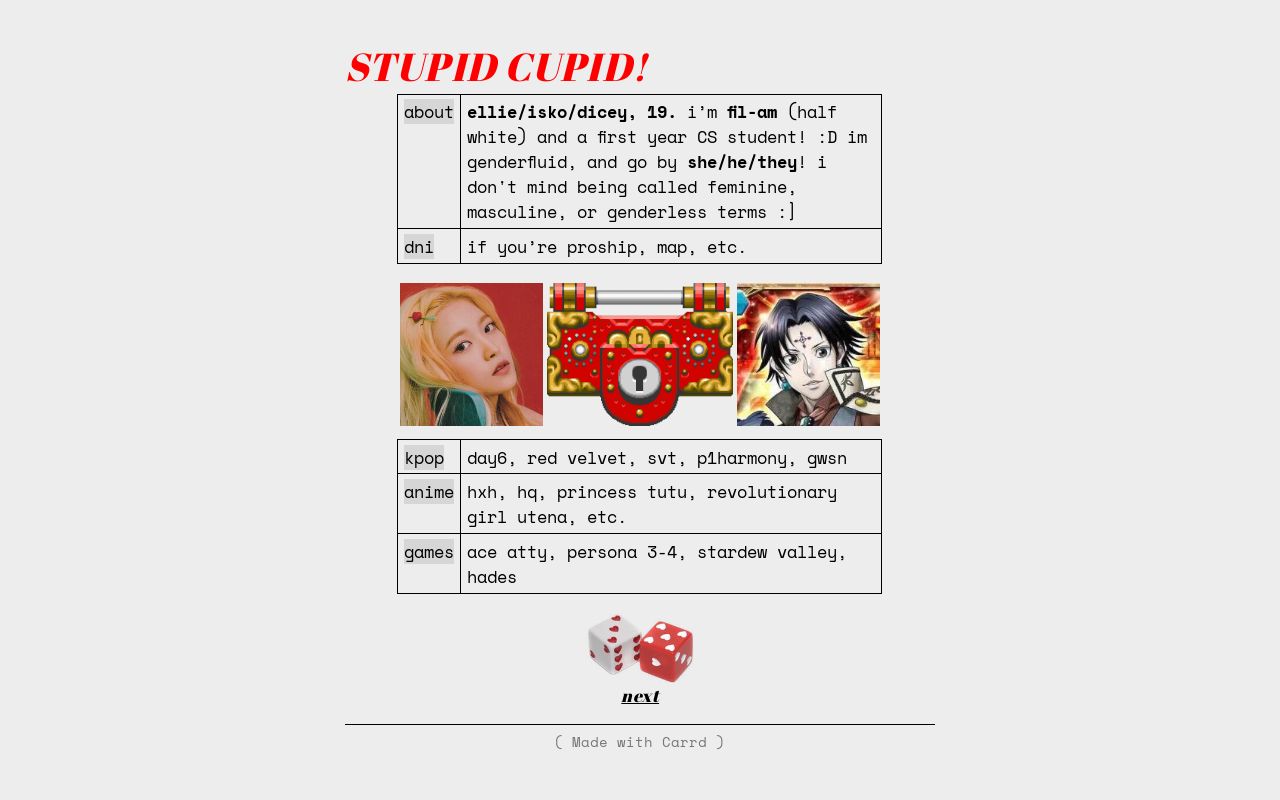 my silly little carrd